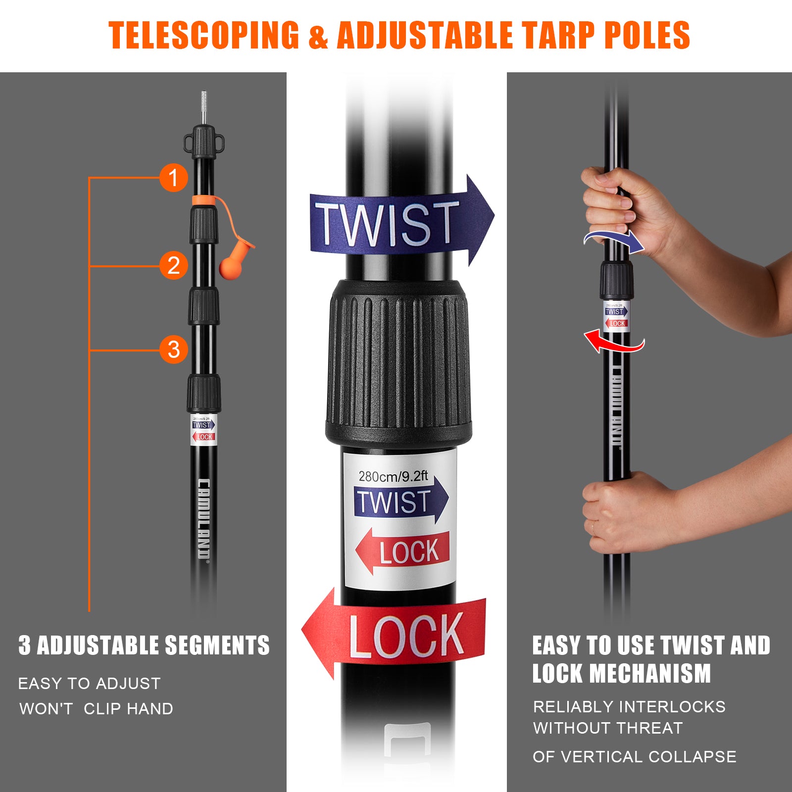 CAMULAND Heavy Duty Trap Poles Set, Adjustable, Lightweight and Portab ...