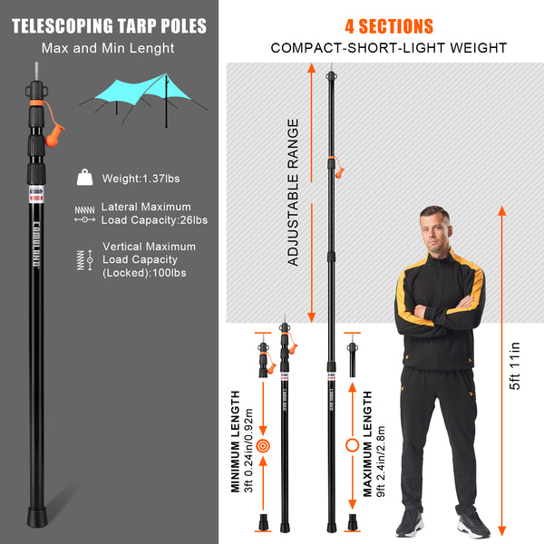 CAMULAND Heavy Duty Trap Poles Set, Adjustable, Lightweight and Portab ...