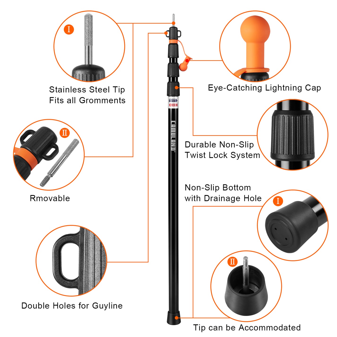 CAMULAND Heavy Duty Trap Poles Set, Adjustable, Lightweight and Portab ...